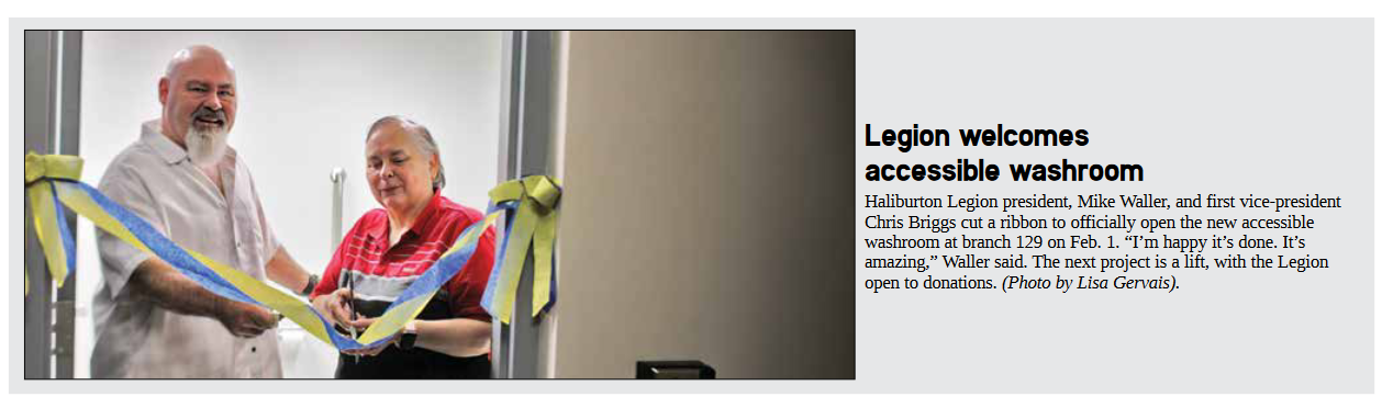 The Highlander - Legion Welcomes Accessible Washroom | Haliburton Legion